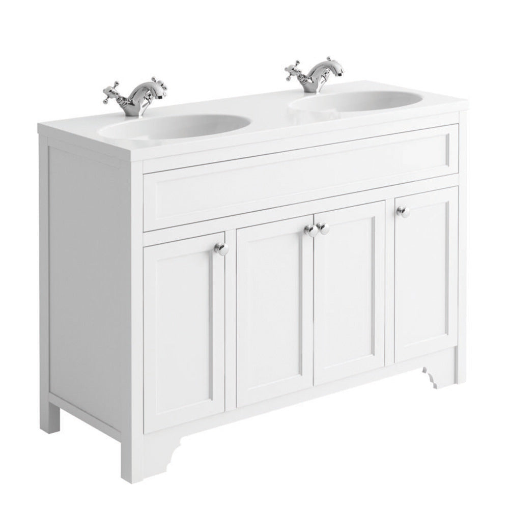 Dutchy 1200mm Floor Standing Vanity Unit with Double Basin Arctic Whit ...